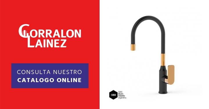 Griferia Monoc. Mesada Cocina Vasser, Agatha Black&Gold | Corralón Láinez